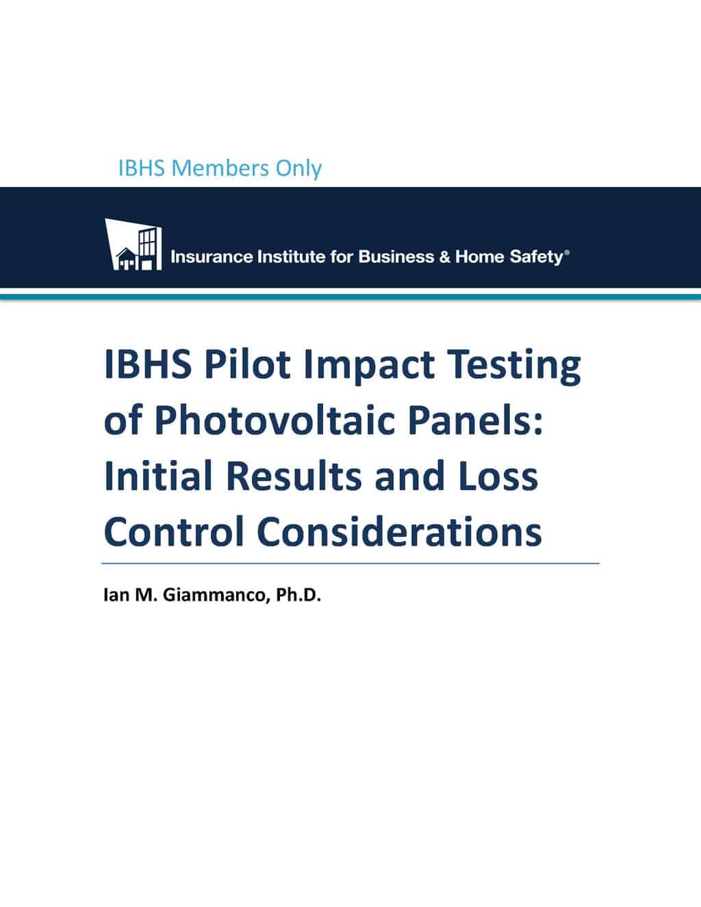 Pilot Impact Testing of Photovoltaic Panels – Insurance Institute for ...